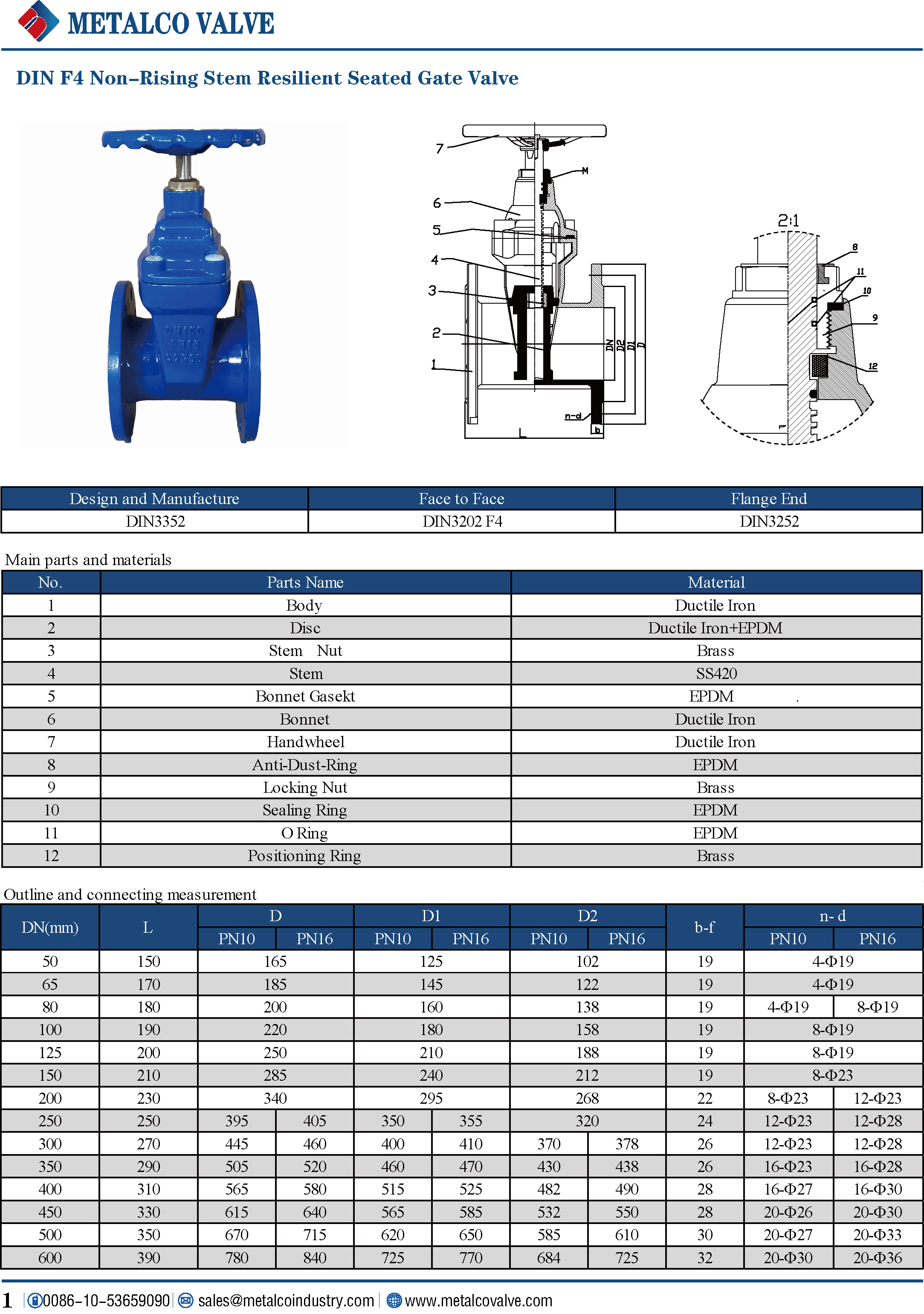 DIN F4 Resilient seated gate valve